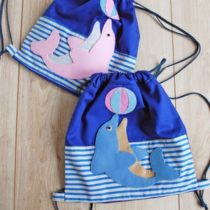 Dolphin Applique Drawstring Bag, Handmade Cotton Sack - Etsy