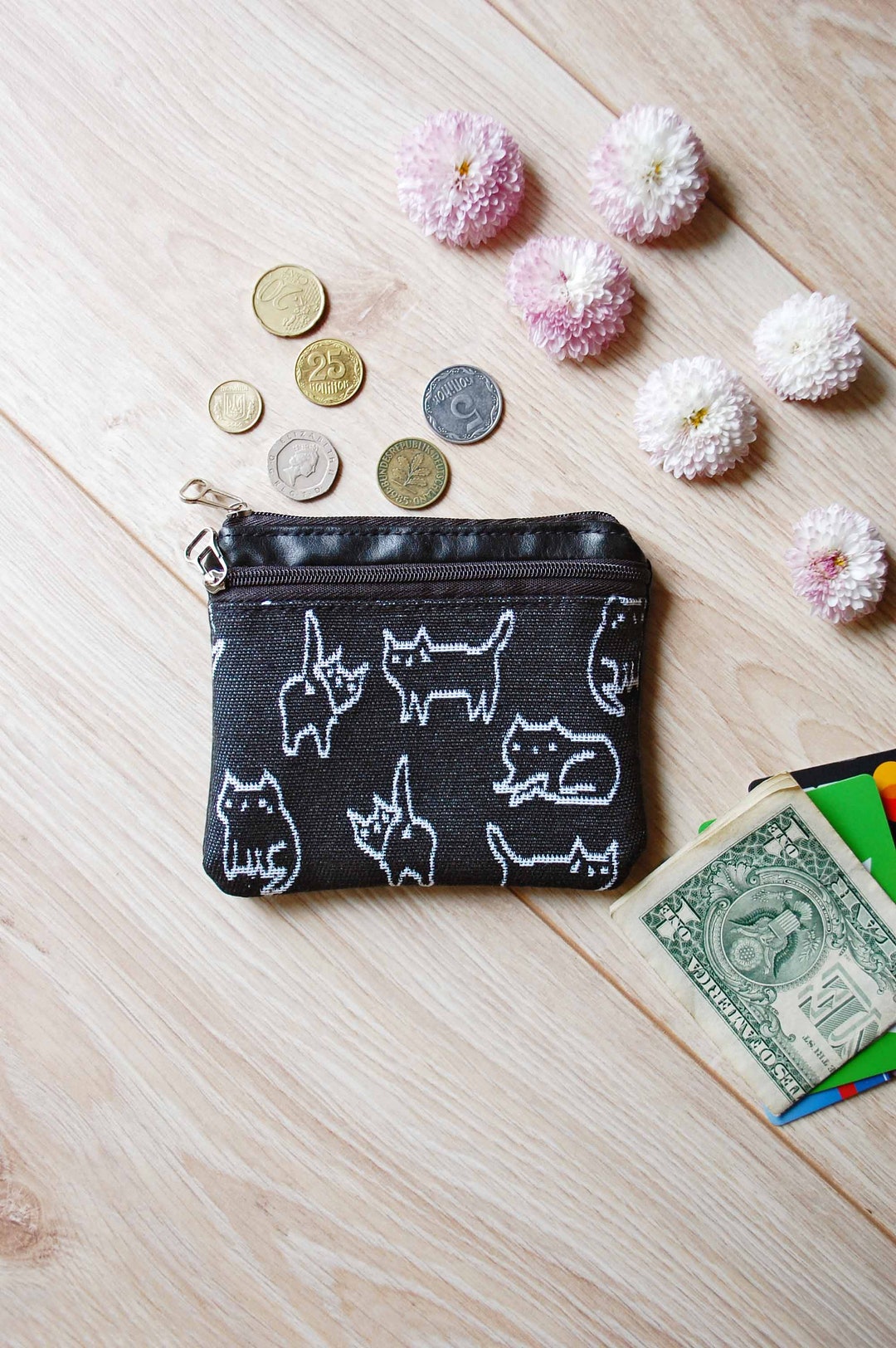 Cat Coin Purse, Faux Leather Tapestry Fabric, Kitties Lover Gift - Etsy