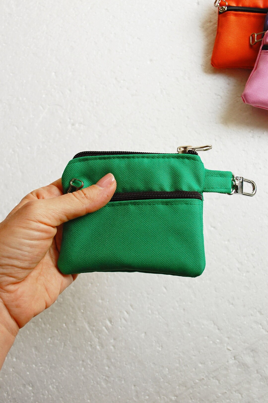 Green Nylon Mini Coin Pouch, Keychain Bag - Etsy