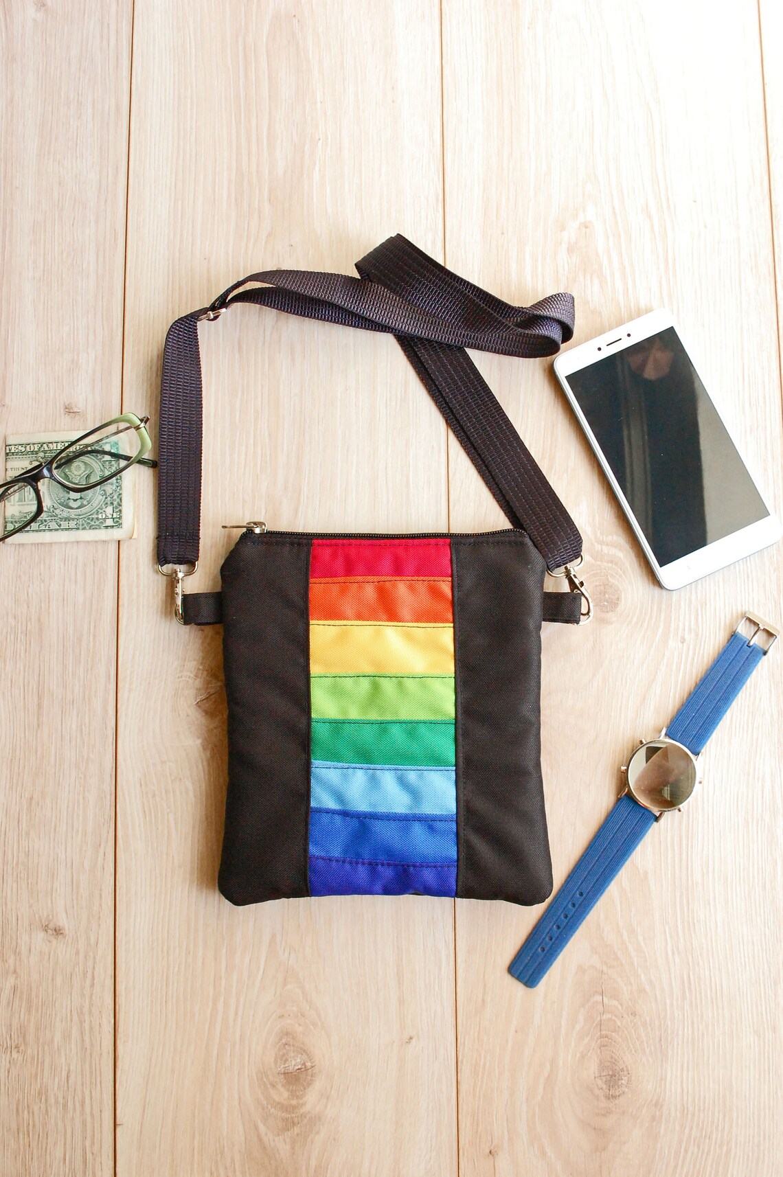 Rainbow Nylon Crossbody Bag, LGBT Pride Purse - Etsy