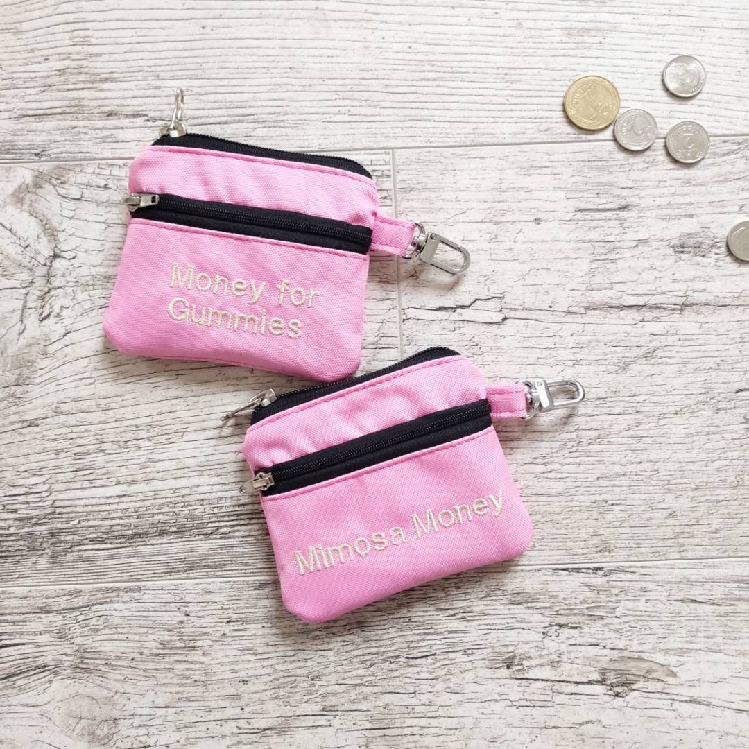 Personalized Coin Purse Keychain, Embroidered Nylon Pouch - Etsy