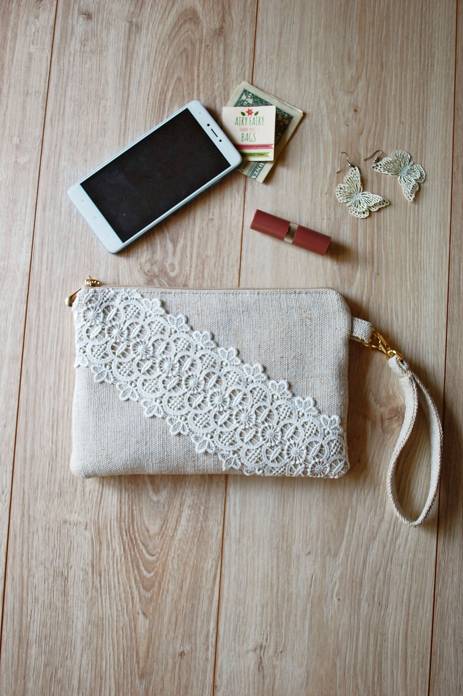 Wedding Wristlet, Small Bridal Wrist Clutch, Bridesmaid Bag, Maid of ...