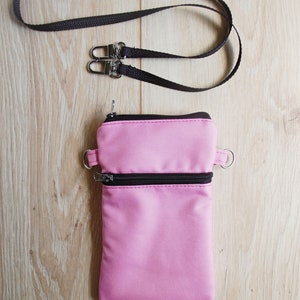 Small Pink Neck Bag Pouch for Cell Phone, Mini Travel Neck Purse Wallet ...