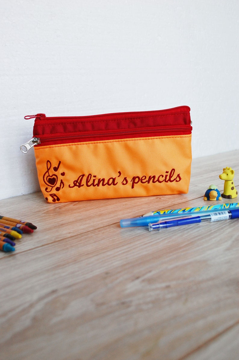 Personalized Zippered Pencil Case, Music Notes, Waterproof Nylon - Etsy