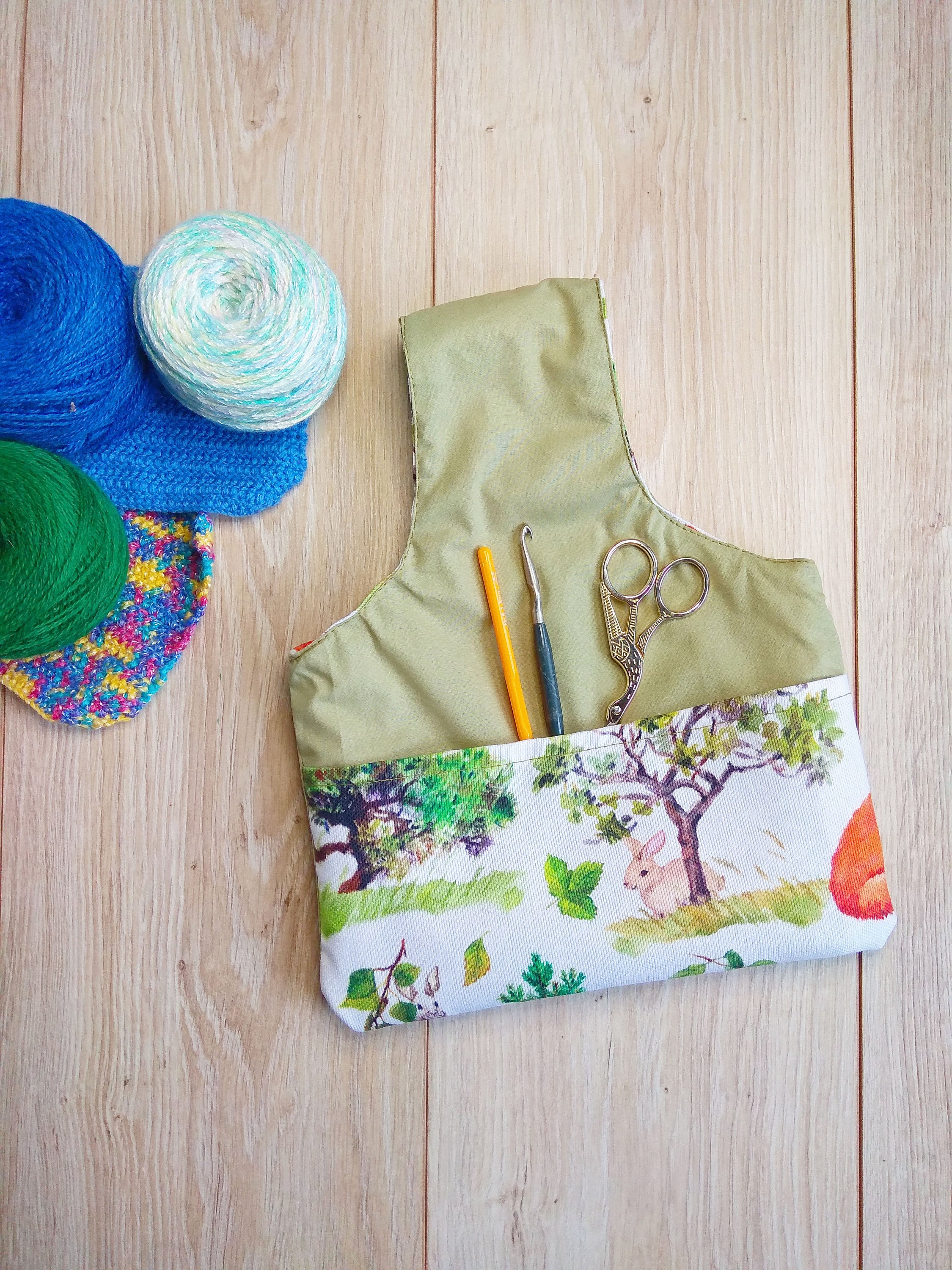 Project Bag for Knitting, Crochet Project Pouch With Foxes, on the Go ...