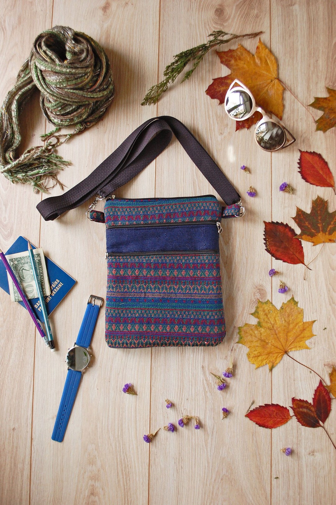 Boho Ethnic Crossbody Purse, Small Burlap Shoulder Bag - Etsy