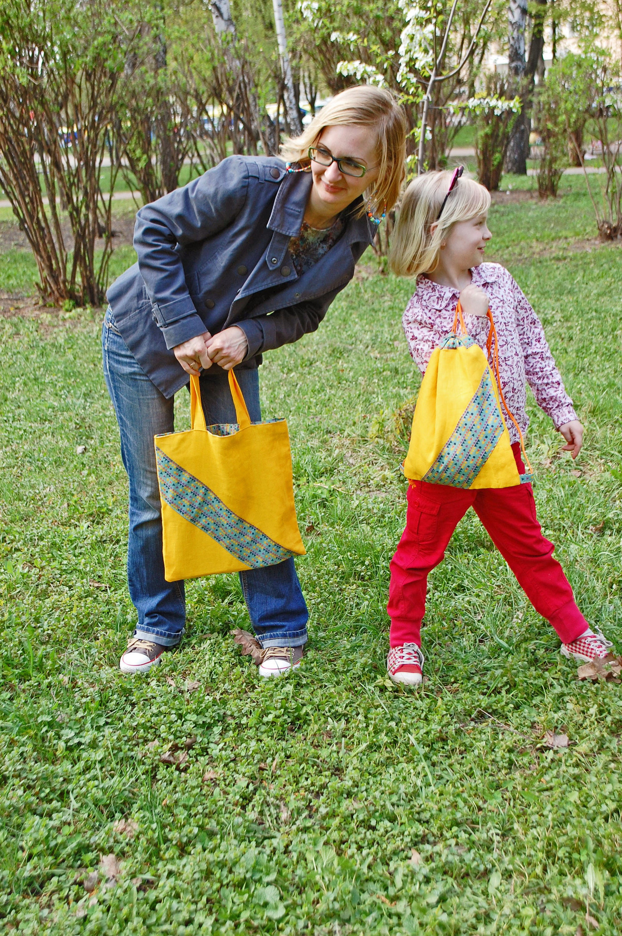 Yellow Linen Matching Bags Set: Drawstring Backpack and Tote - Etsy