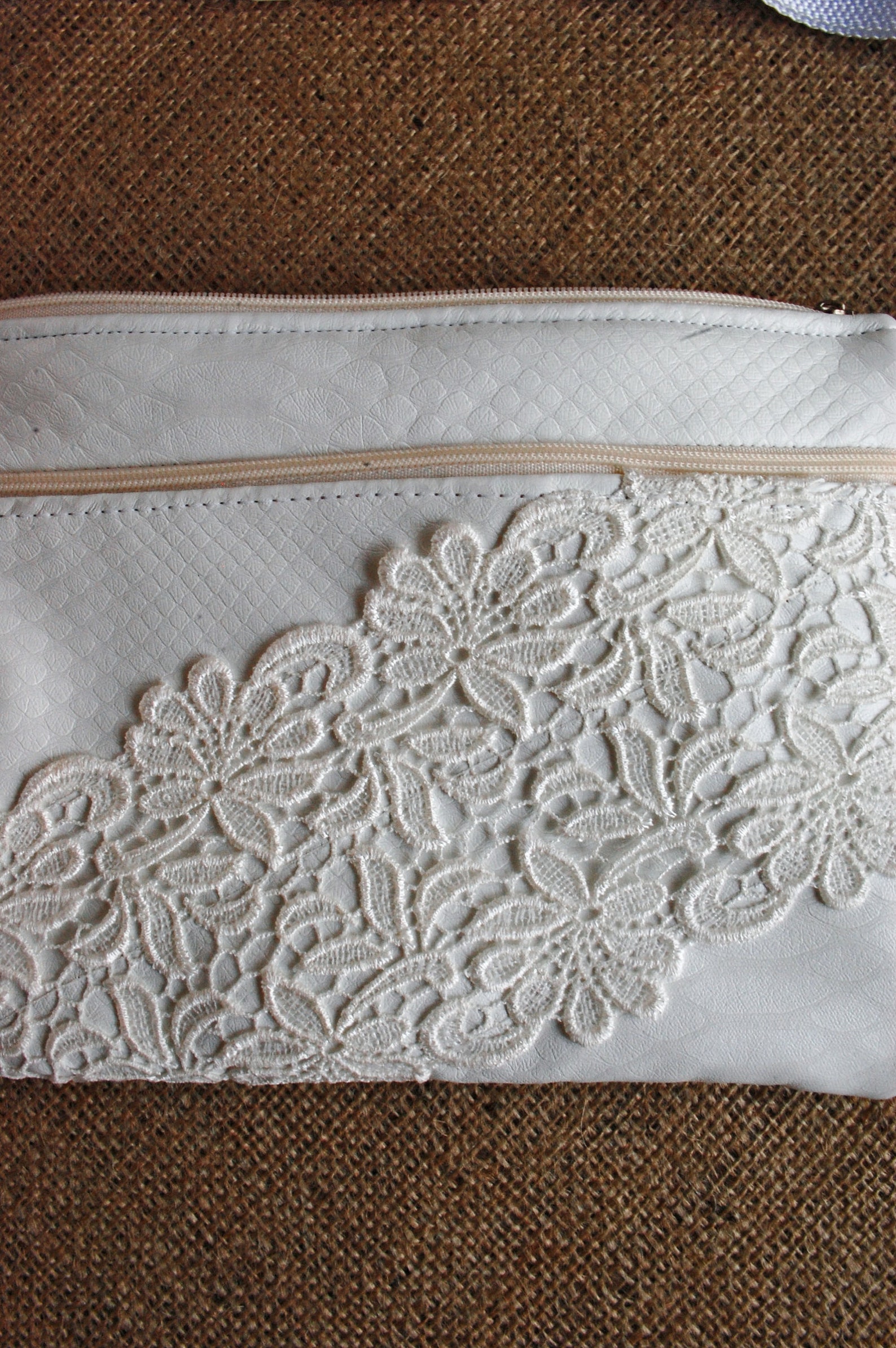 White Wedding Bag Set of Fanny Pack and Laces Clutch, Matching Bags ...