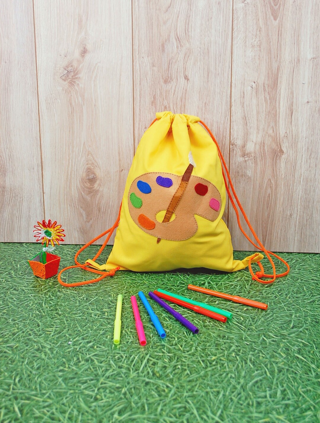 Drawstring Backpack With Artist Palette for Kids, Sack Bag for Summer ...