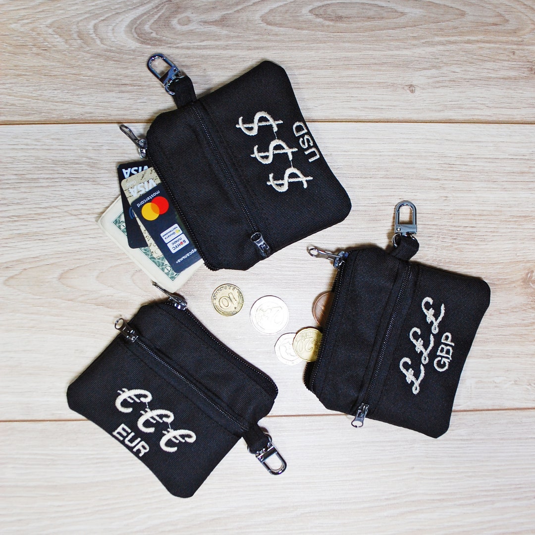 Currency Dollar Coin Purse, Euro Pound Money Pouch, Personalized Cards ...