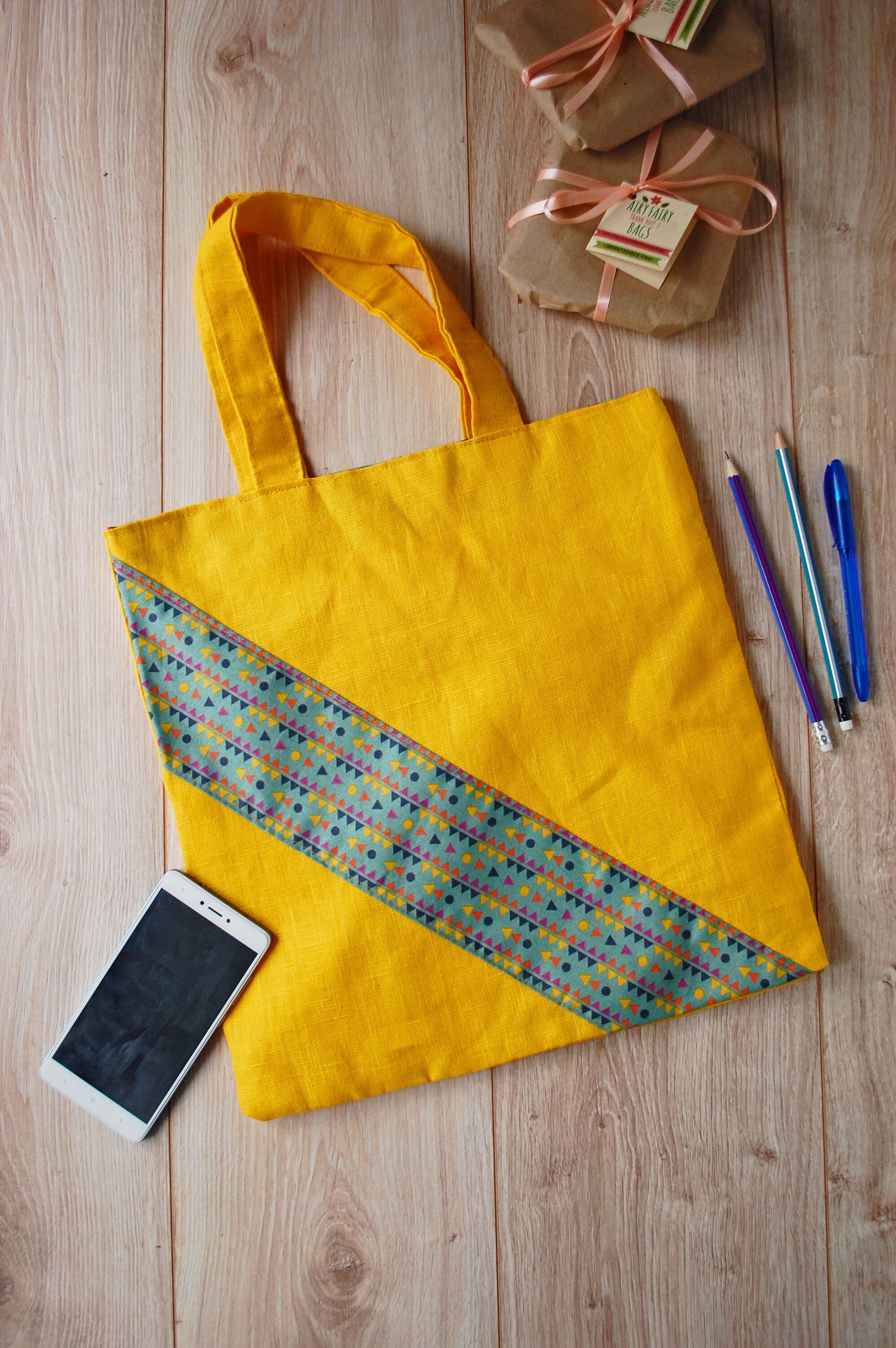 Yellow Linen Matching Bags Set: Drawstring Backpack and Tote - Etsy
