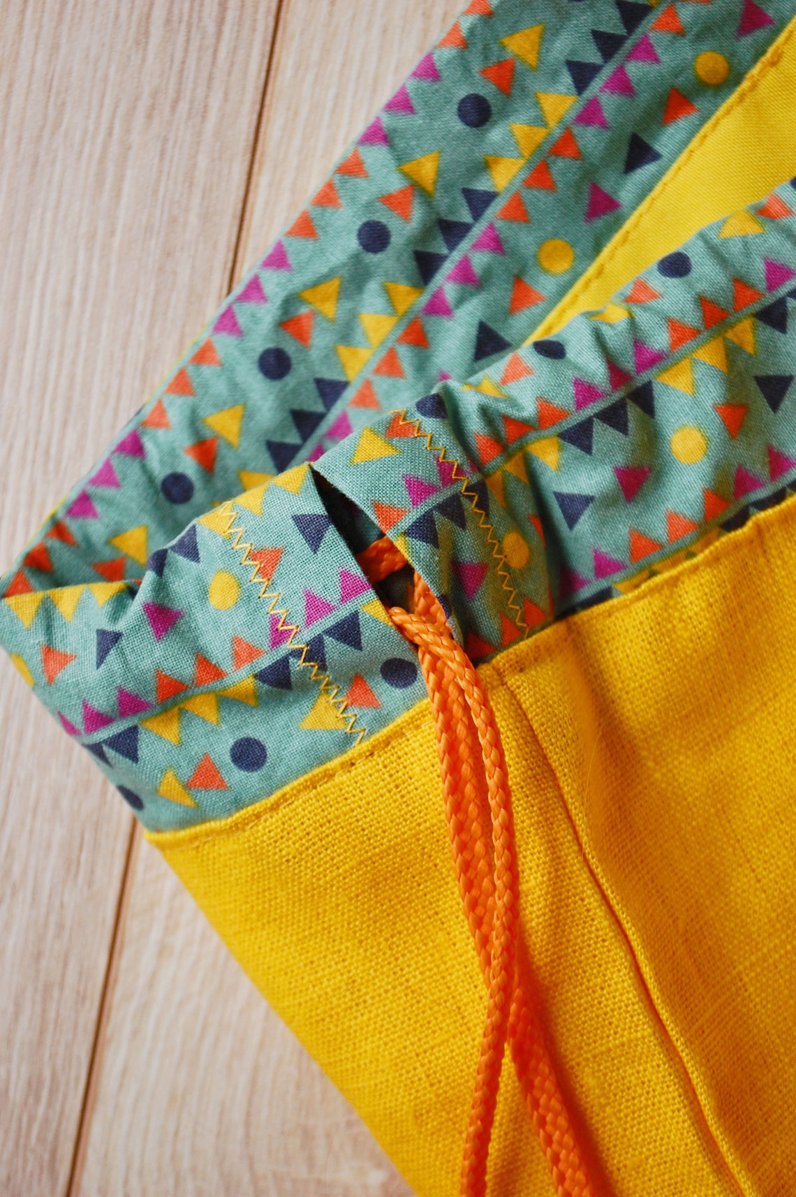 Yellow Linen Matching Bags Set: Drawstring Backpack and Tote - Etsy
