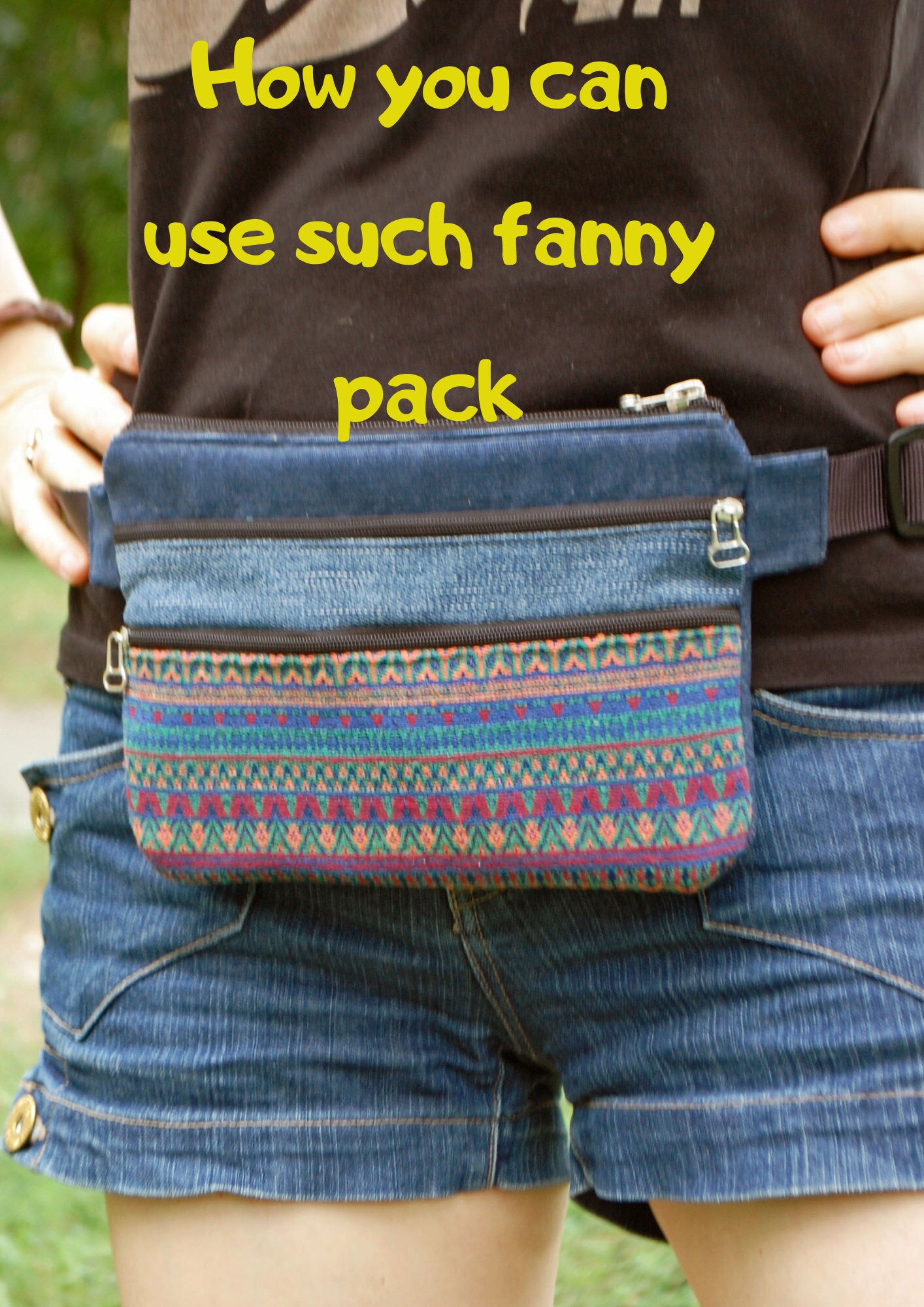 Blue Boho Fanny Pack for Women Plus Size, Bohemian Waist Belt Purse ...