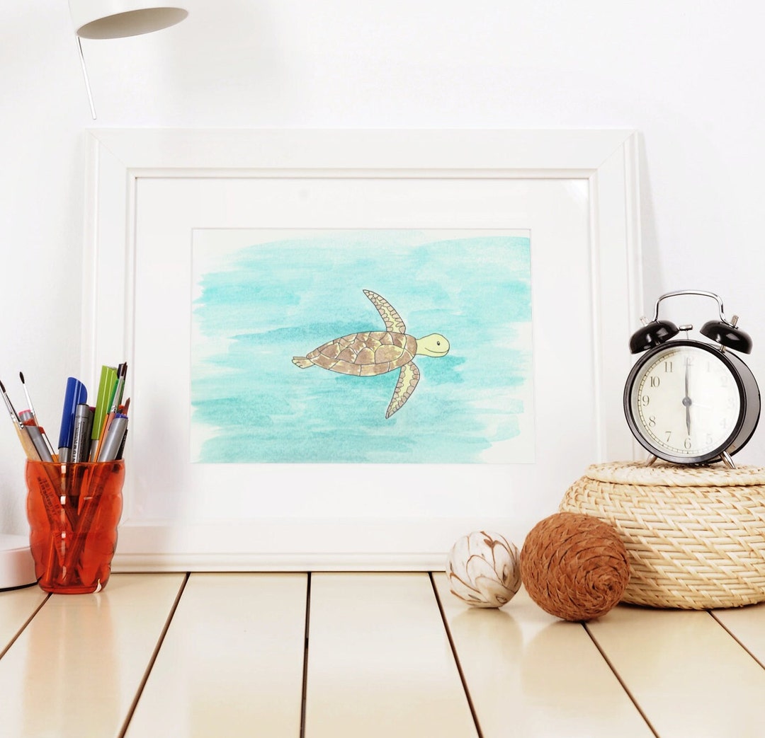 Tommy the Green Turtle Watercolour Print 8" X 10" (20 X 25 Cm ...
