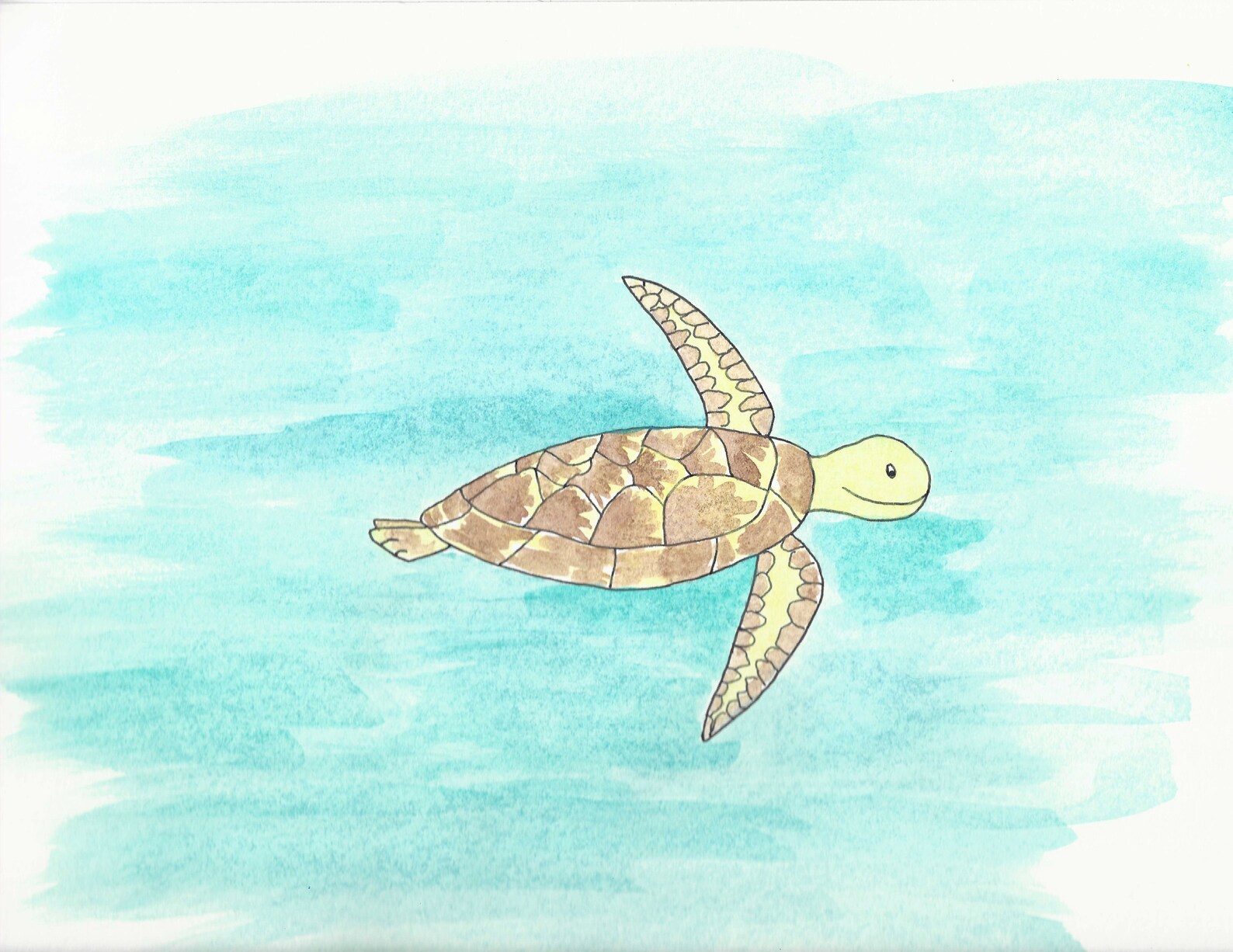 Tommy the Green Turtle Watercolour Print 8 X 10 20 X 25 Cm Sealife Kids ...