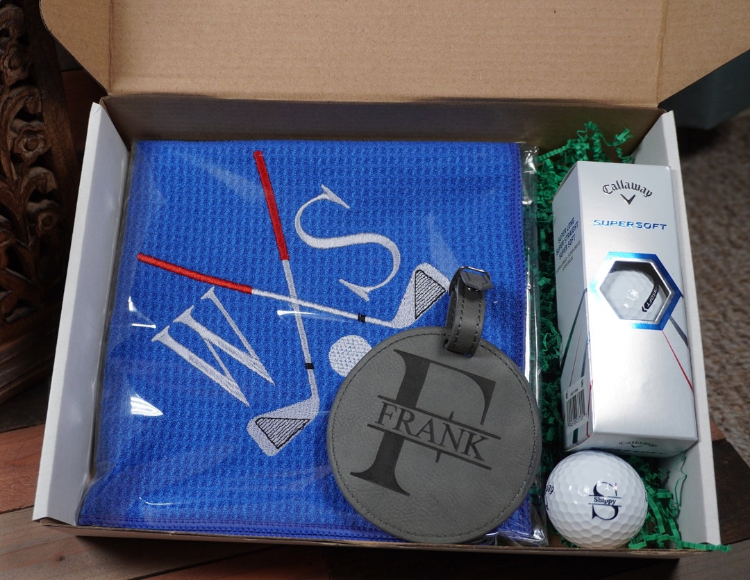 Personalized Golf Gift Box: Monogrammed Towel, Golf Balls & Bag Tag - Etsy