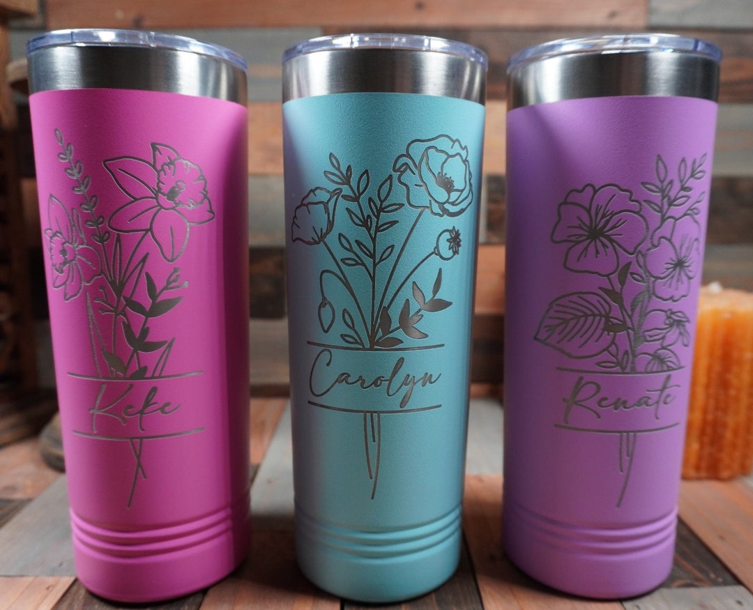 Personalized Birth Flower Tumbler Coffee Cup With Name. Mothers Day ...