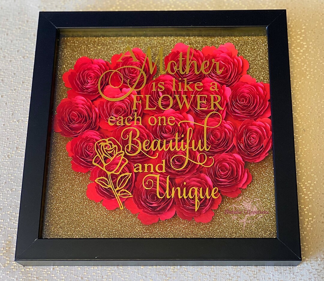 Paper Flower Shadow Box Frame, Mothers Day Gift - Etsy