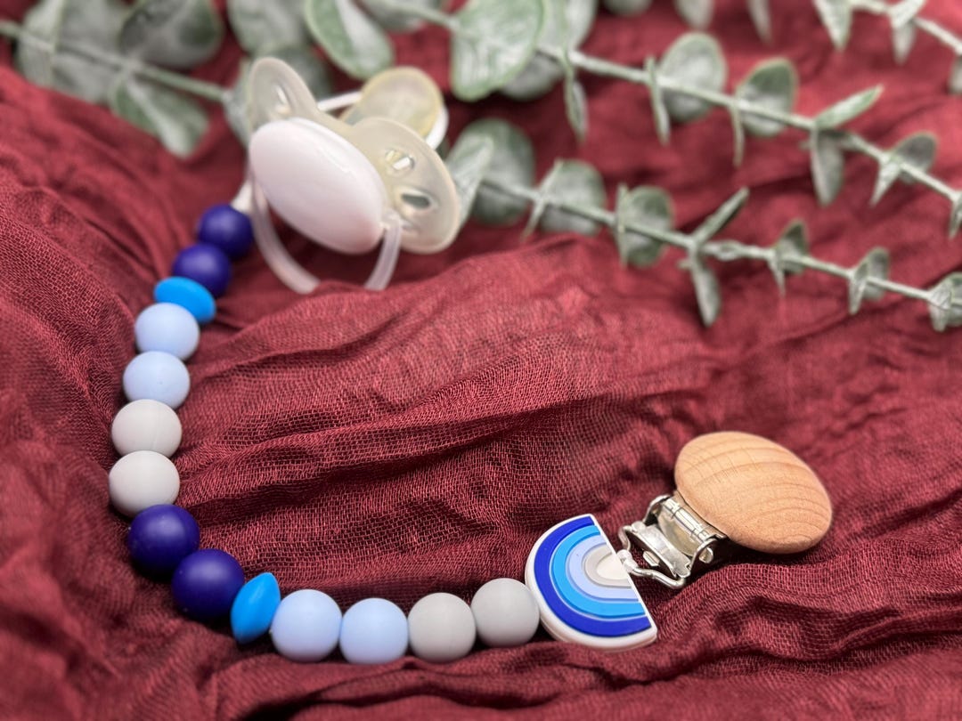 Shades of Blue Rainbow Silicone Bead Pacifier Clip - Etsy