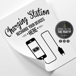 Charging Station Sign Charging Bar Sign Party Charging - Etsy Canada