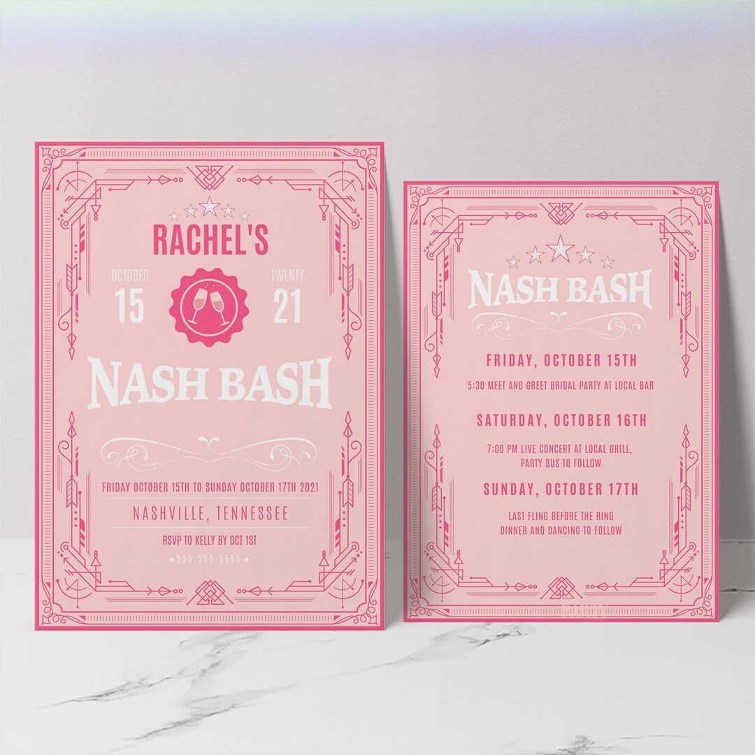 Nash Bash Invitation & Itinerary Bachelorette Itinerary - Etsy