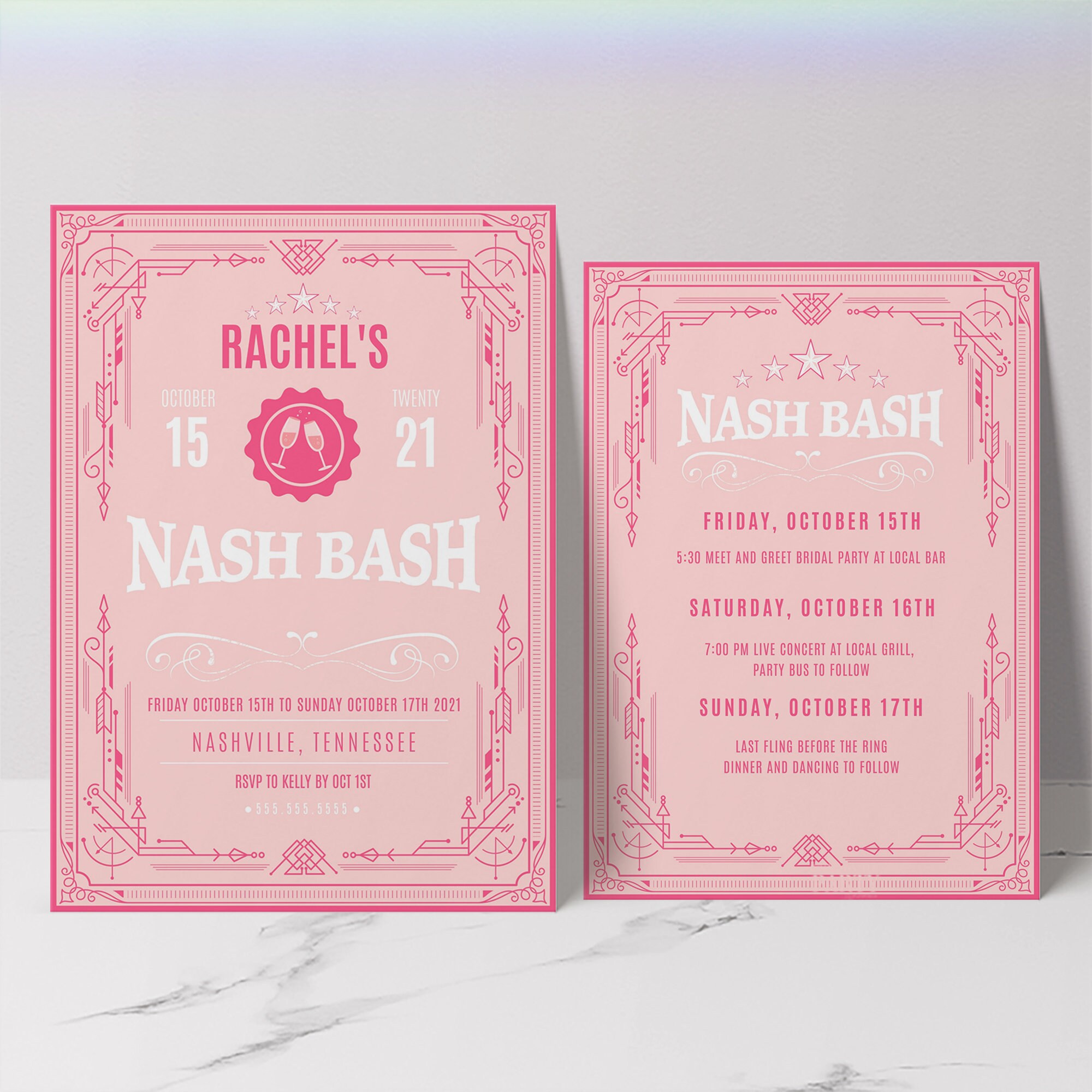 Nash Bash Invitation & Itinerary Bachelorette Itinerary - Etsy