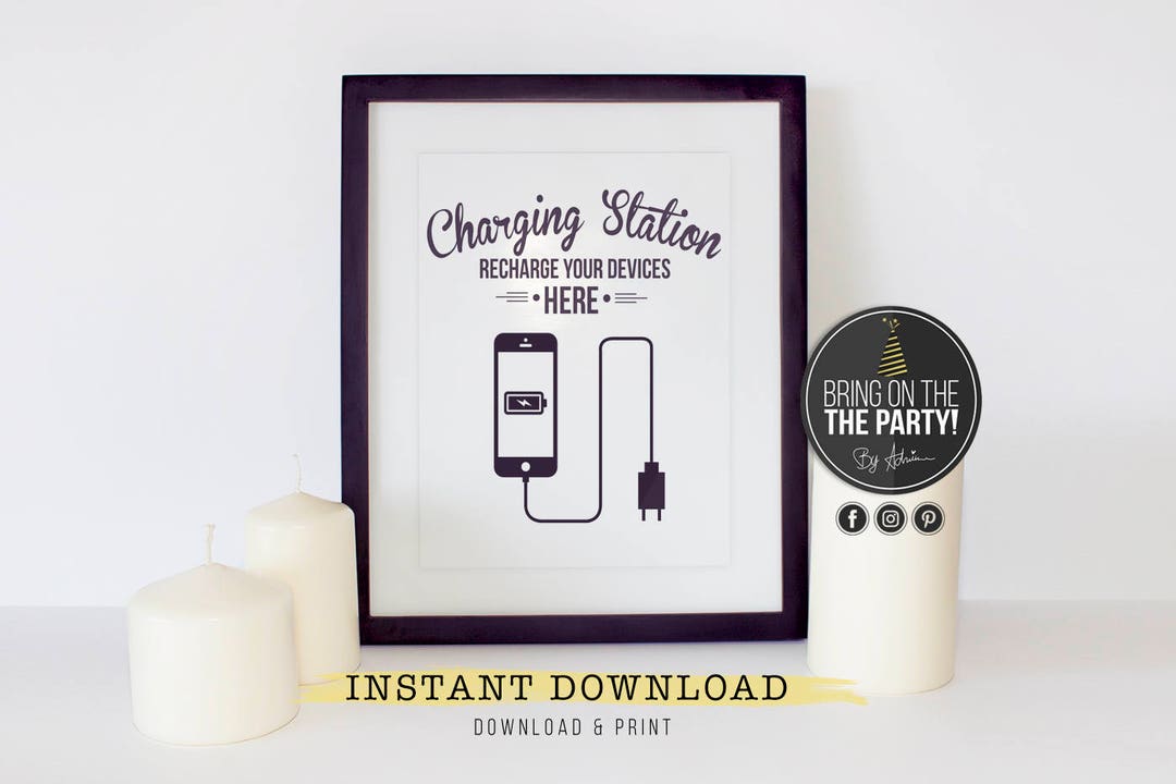 Charging Station Sign, Charging Bar Sign, Party Charging, Wedding ...
