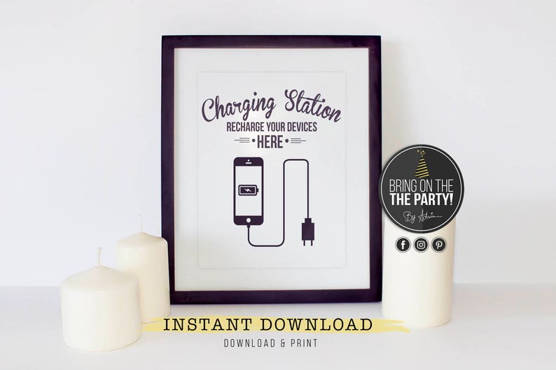 Charging Station Sign, Charging Bar Sign, Party Charging, Wedding ...