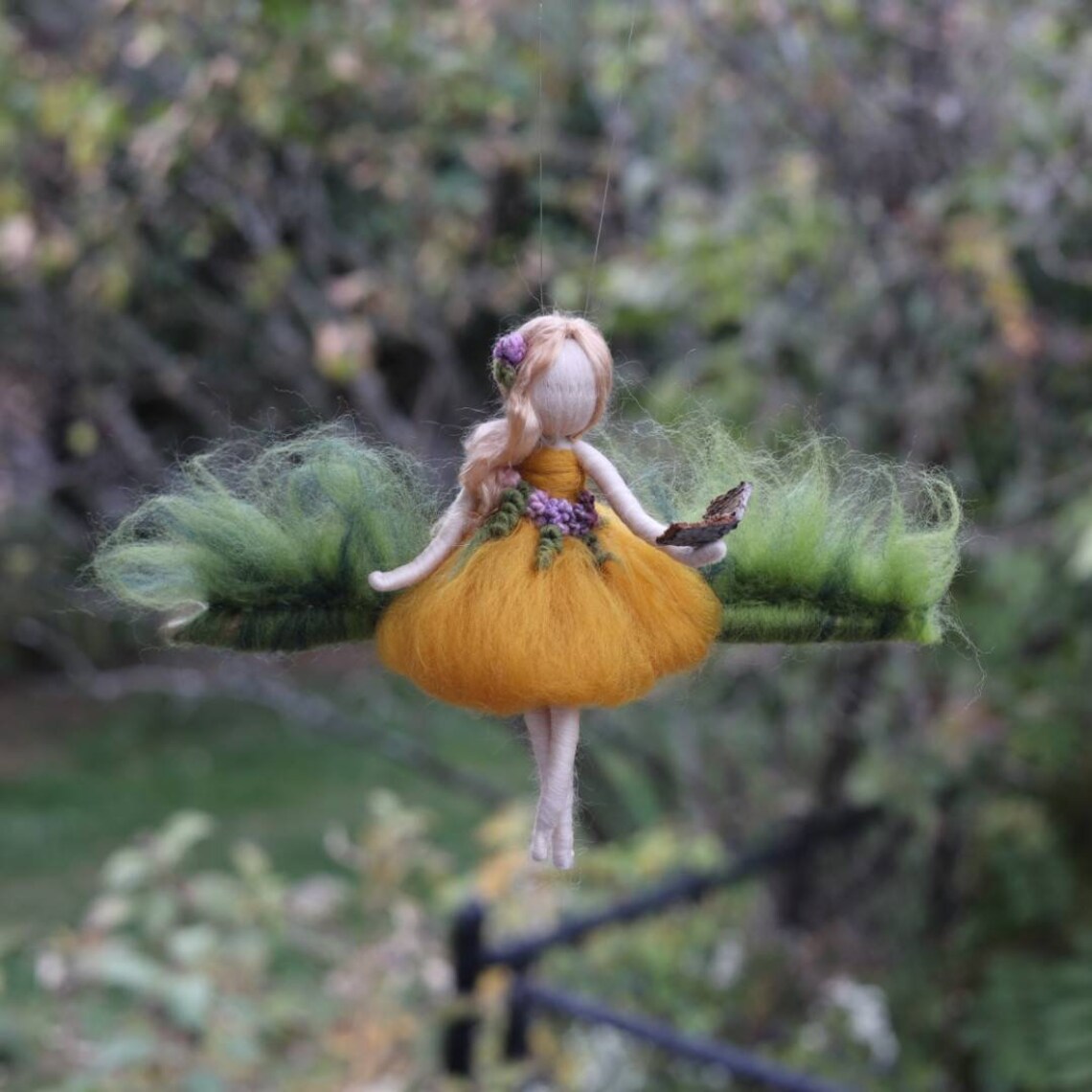 Needle Felted Girl in Yellow Dress Sitting in the Grass - Etsy
