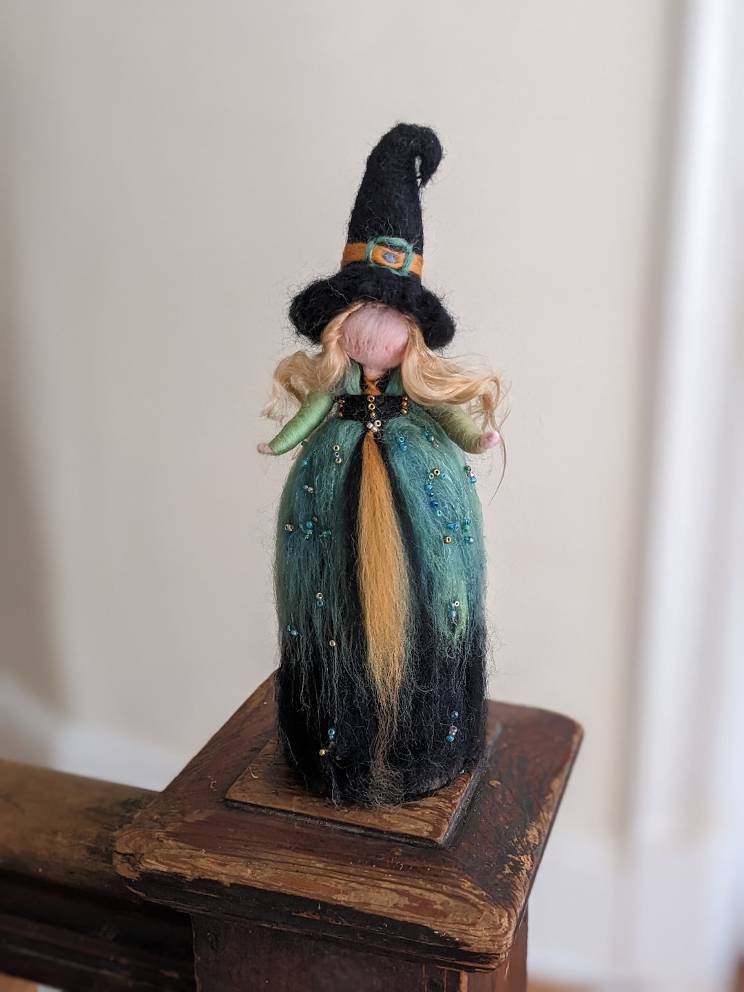 Needle Felted, Waldorf Inspired Witch, With Turquoise and Black Eyed ...