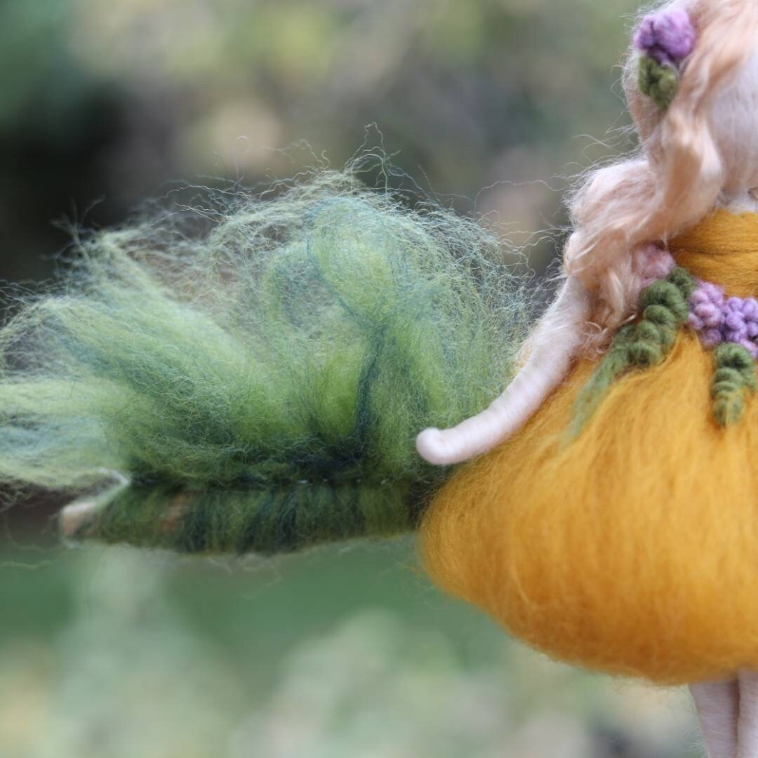 Needle Felted Girl in Yellow Dress Sitting in the Grass - Etsy