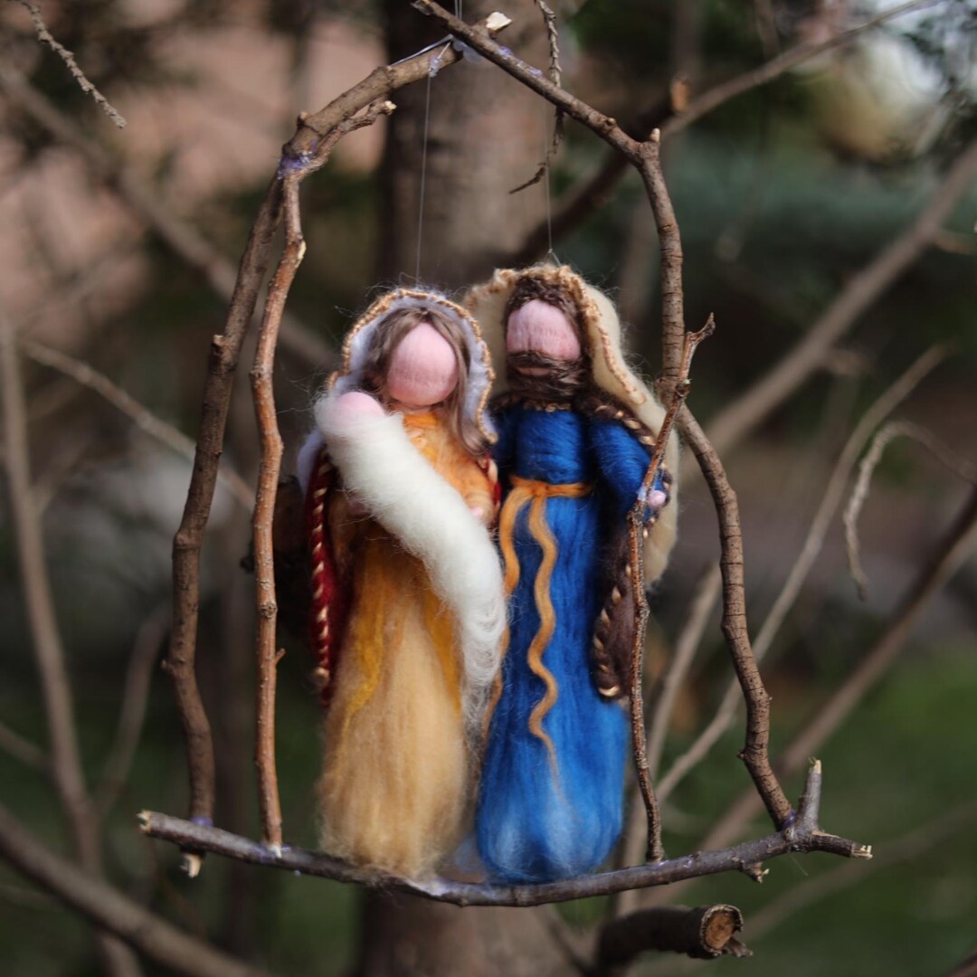 Needle Felted Nativity Set, Waldorf Inspired Holy Family Mobile, Felt ...