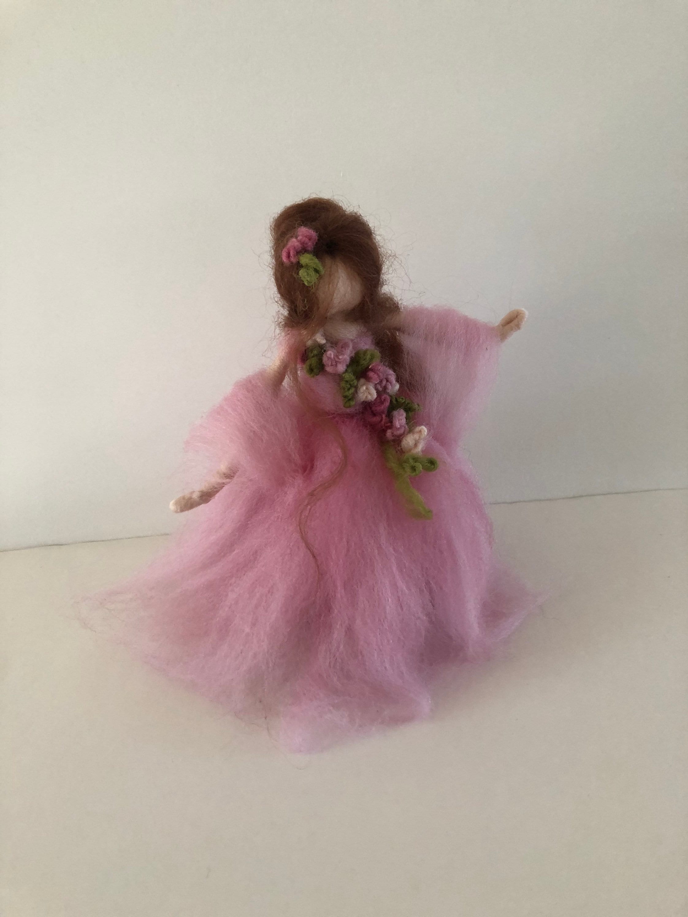 Needle Felted Spring Princess, Flower Fairy, Pink Figure, Waldorf ...