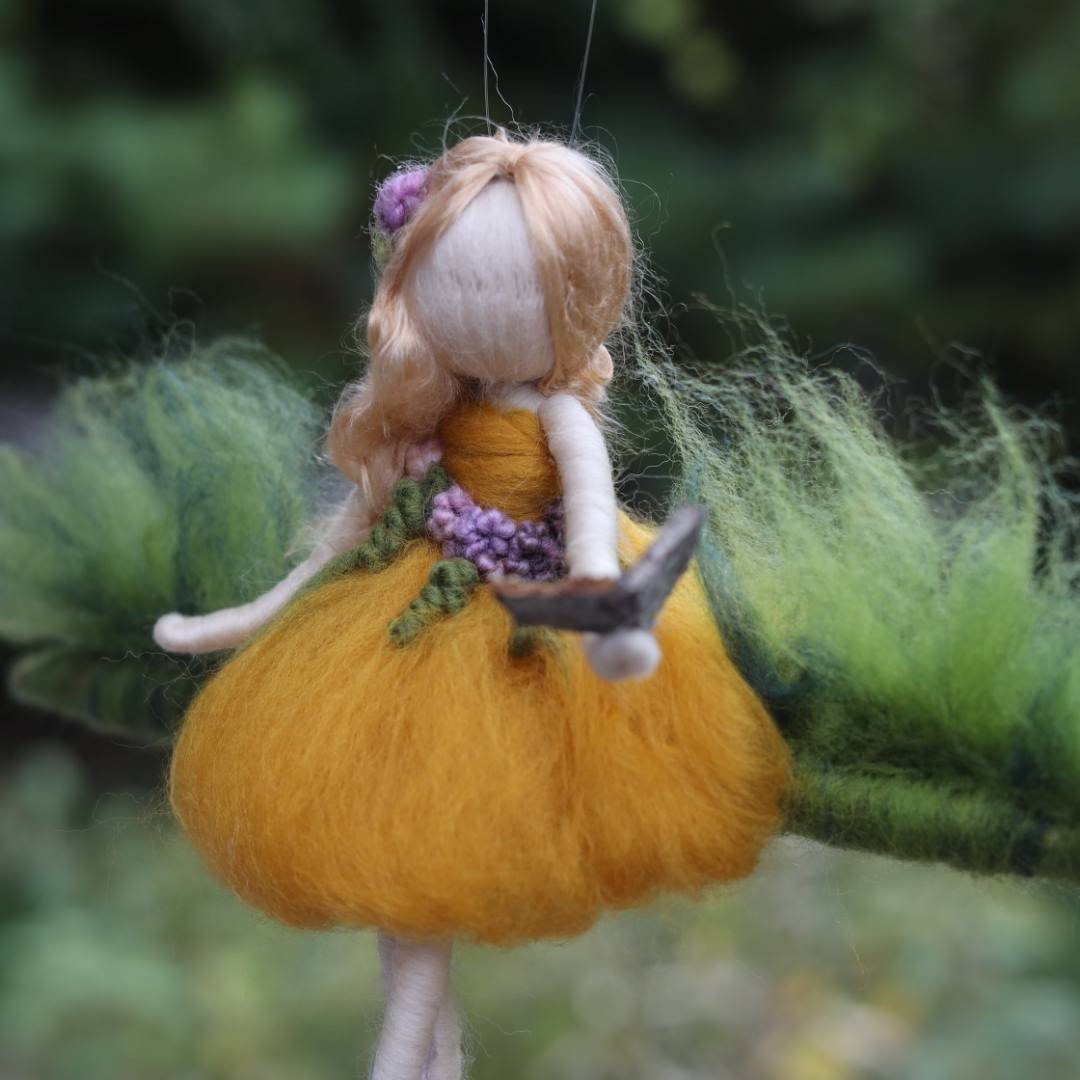 Needle Felted Girl in Yellow Dress Sitting in the Grass - Etsy