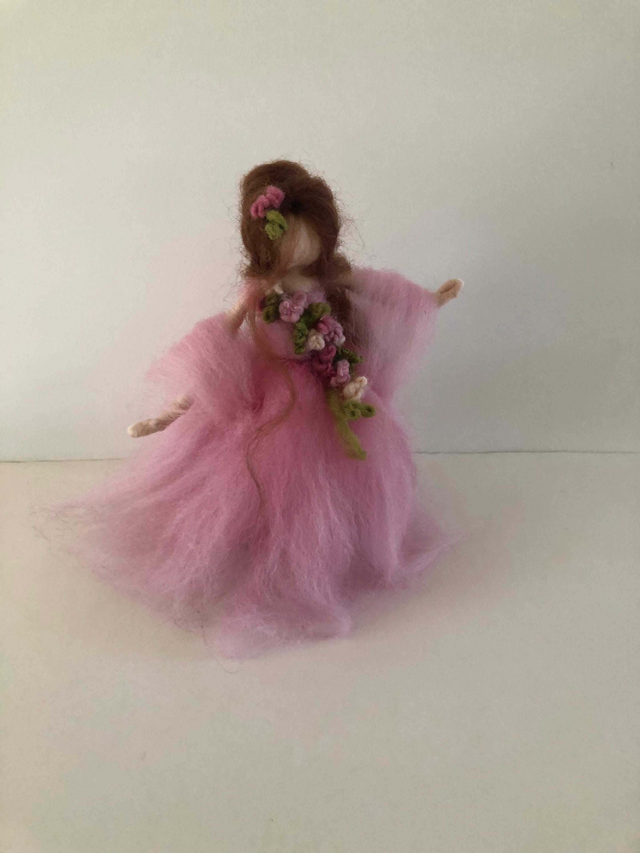Needle Felted Spring Princess, Flower Fairy, Pink Figure, Waldorf ...