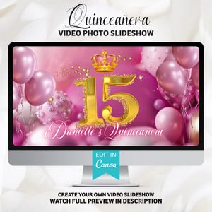 Quinceañera Photo Slideshow Template: Editable Canva Video (digital ...