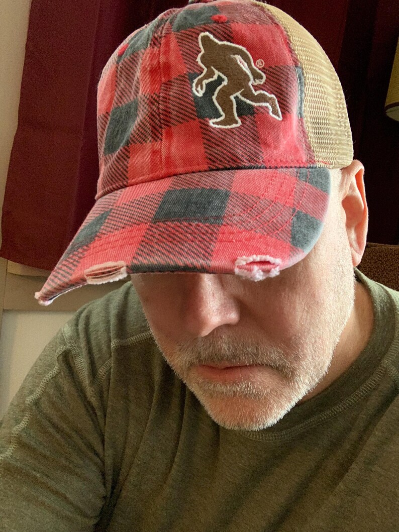 Iknowsquatch® Buffalo Plaid Bigfoot Snapback Hat Squatch Hat Sasquatch ...
