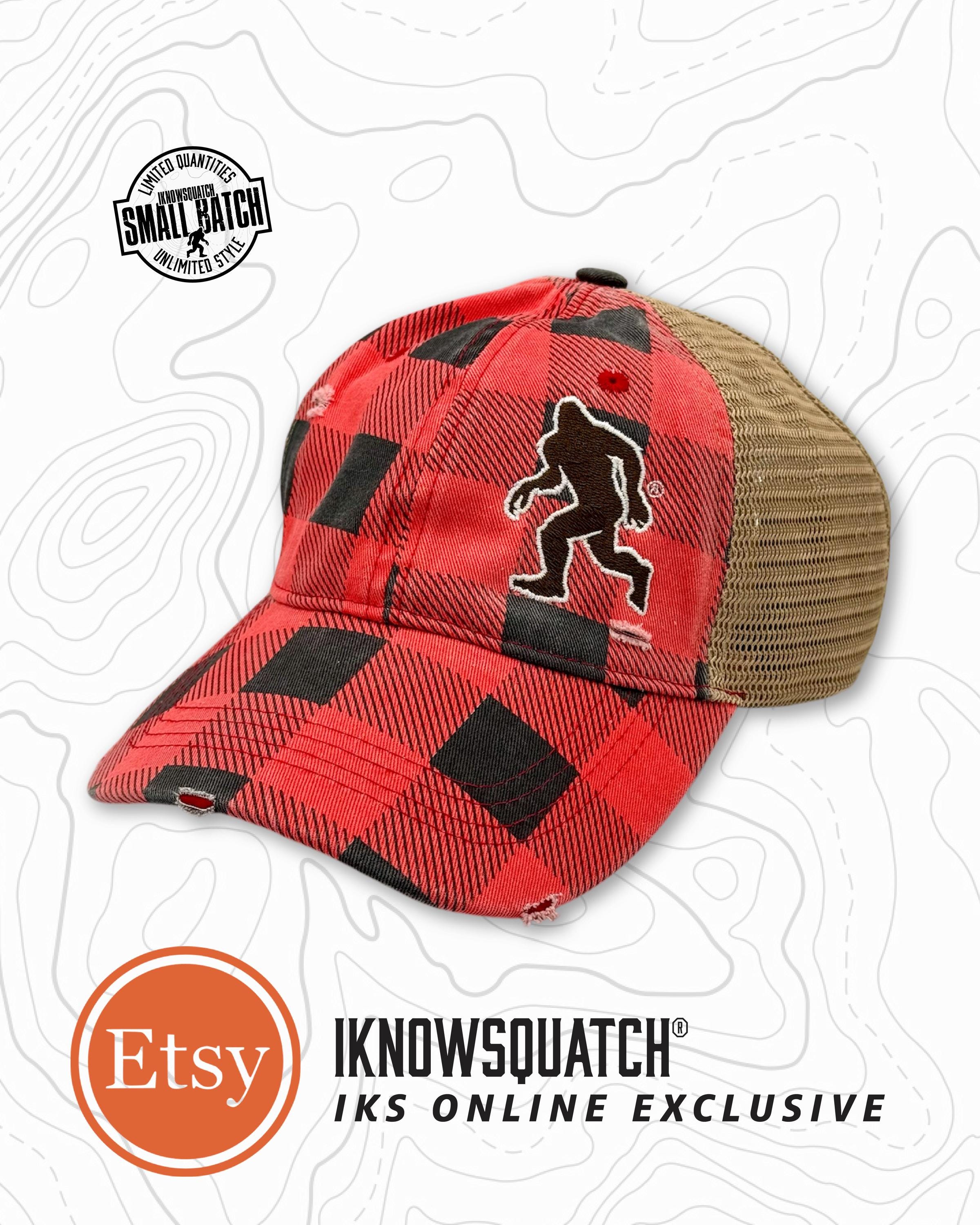 Iknowsquatch® Buffalo Plaid Bigfoot Snapback Hat Squatch Hat Sasquatch ...