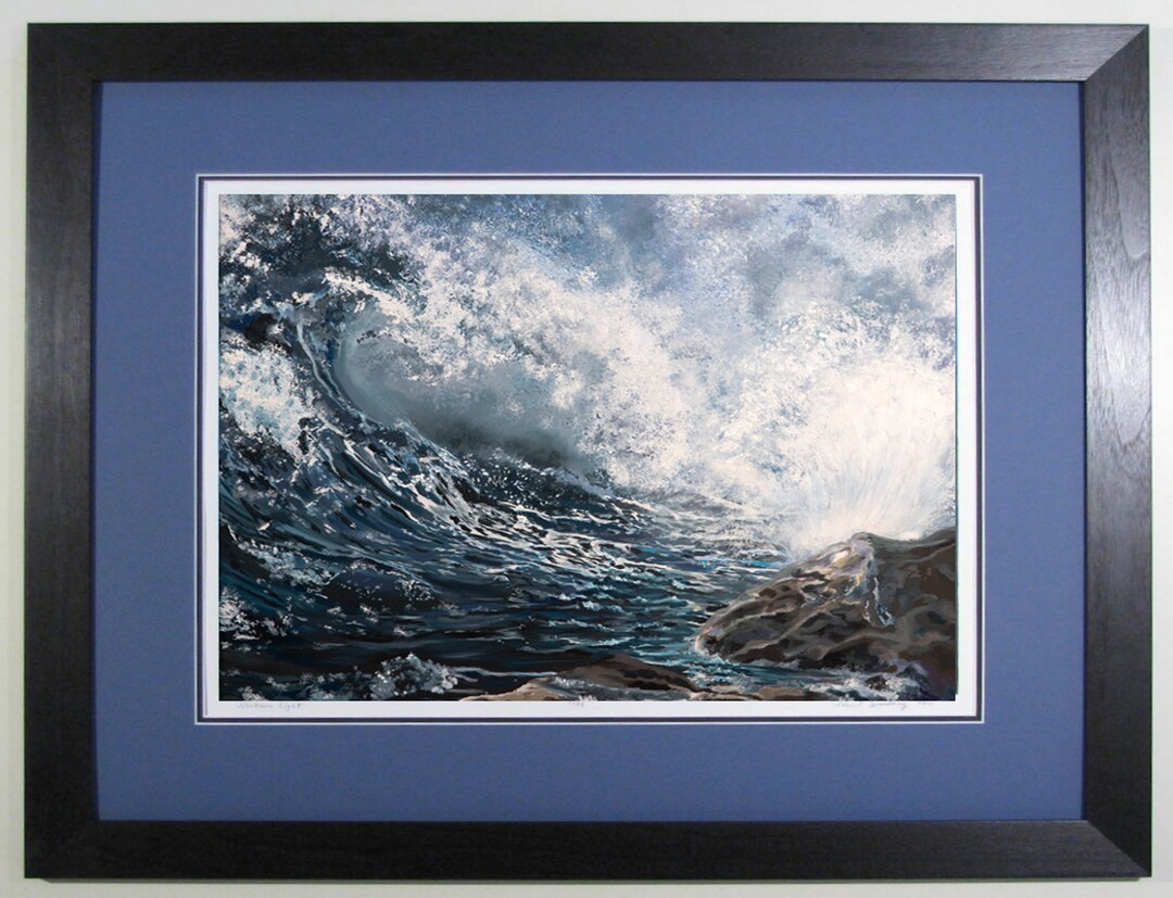 Wave Fine Art Paper Print, Fine Art Print, Ocean Wave Painting, Tidal ...