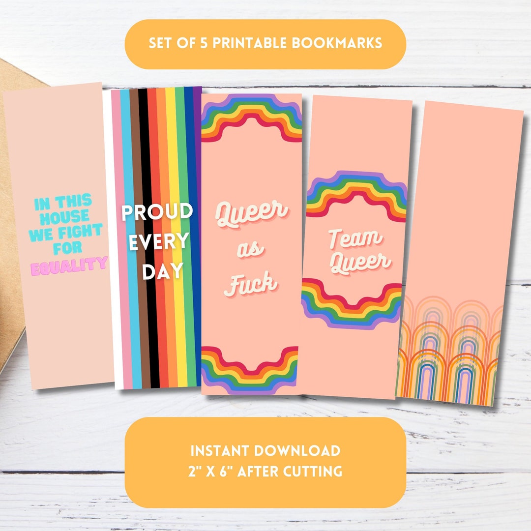 Set of 5 Queer LGBTQIA Printable Bookmarks - Etsy