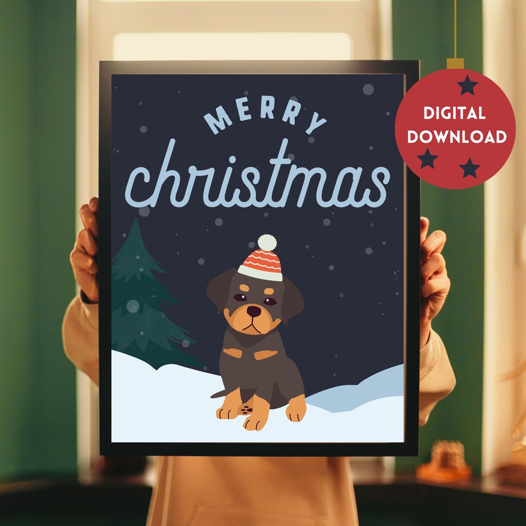 Christmas Printable Design Rottweiler Christmas Dog Instant - Etsy