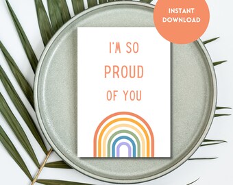 I'm so Proud of You Card, Rainbow Pride Greeting Card, Cute Pride Card ...