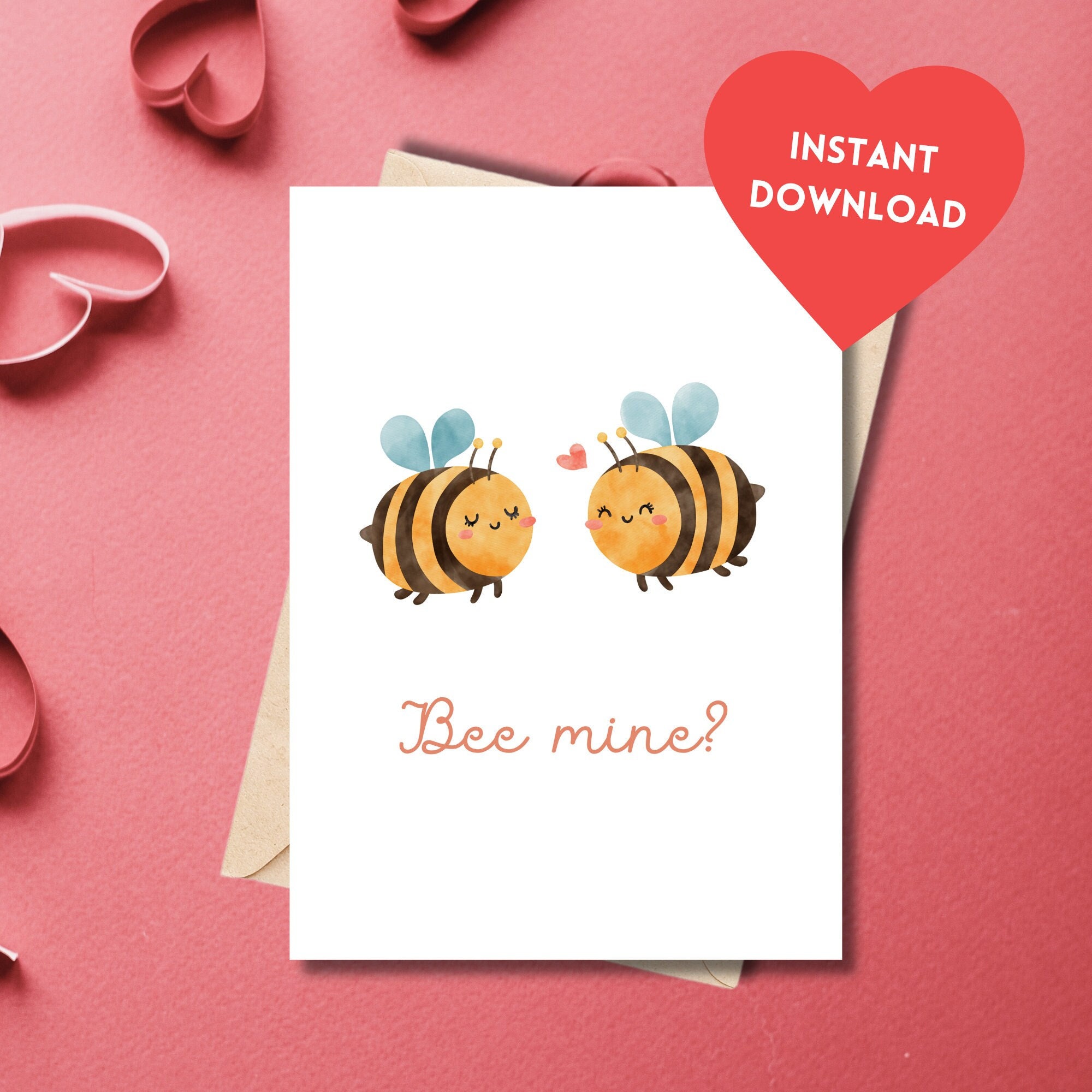Printable Foldable Greeting Card for Partner Bee Mine 5x7 - Etsy