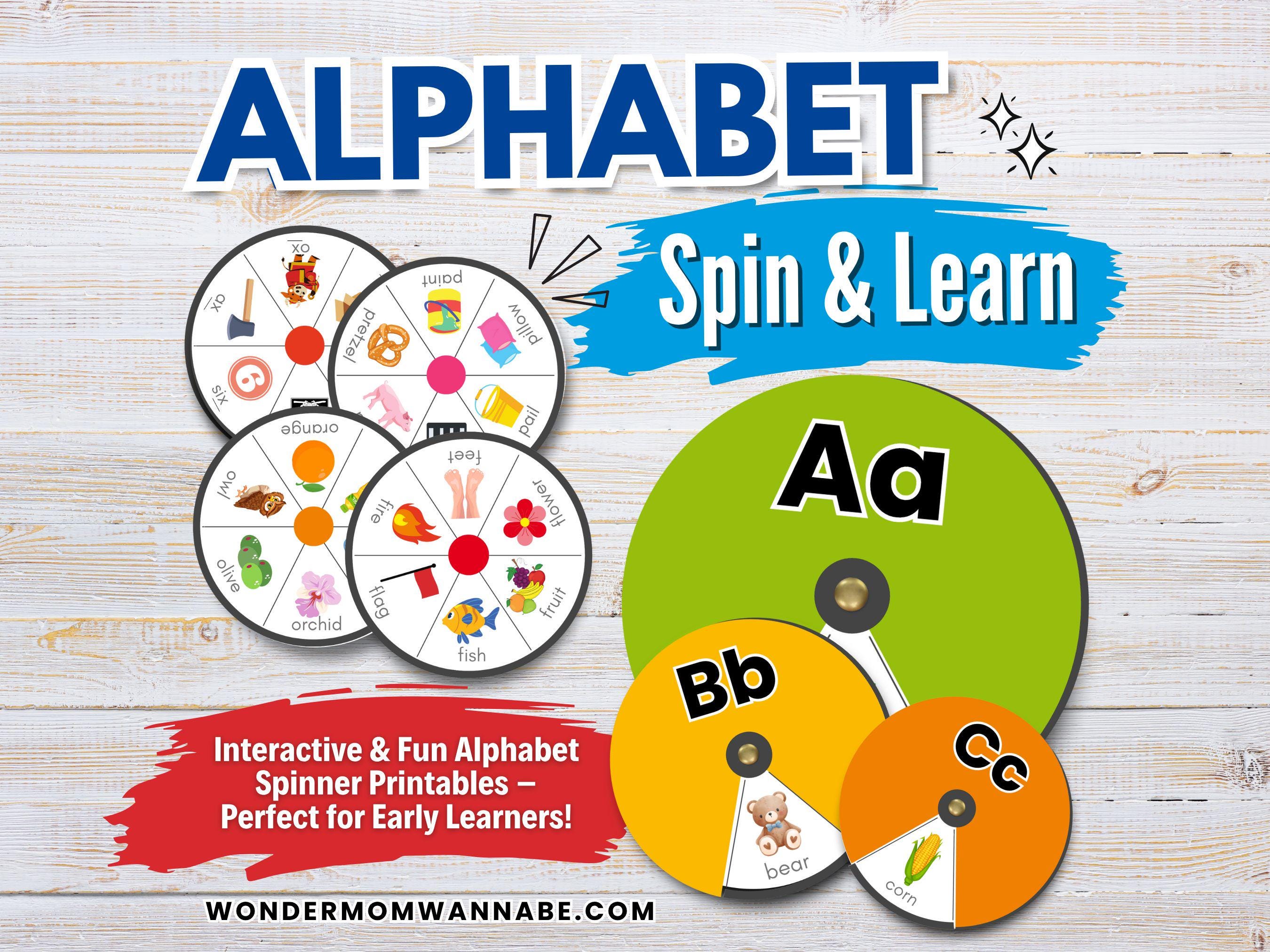 Alphabet Spin & Learn Printable | Early Literacy Kit | Preschool ABC ...