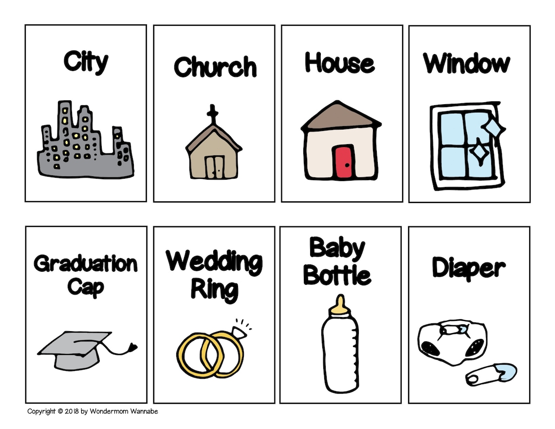 Printable Game Cards Set | Headband Forehead Game, Memory Game, 20 ...