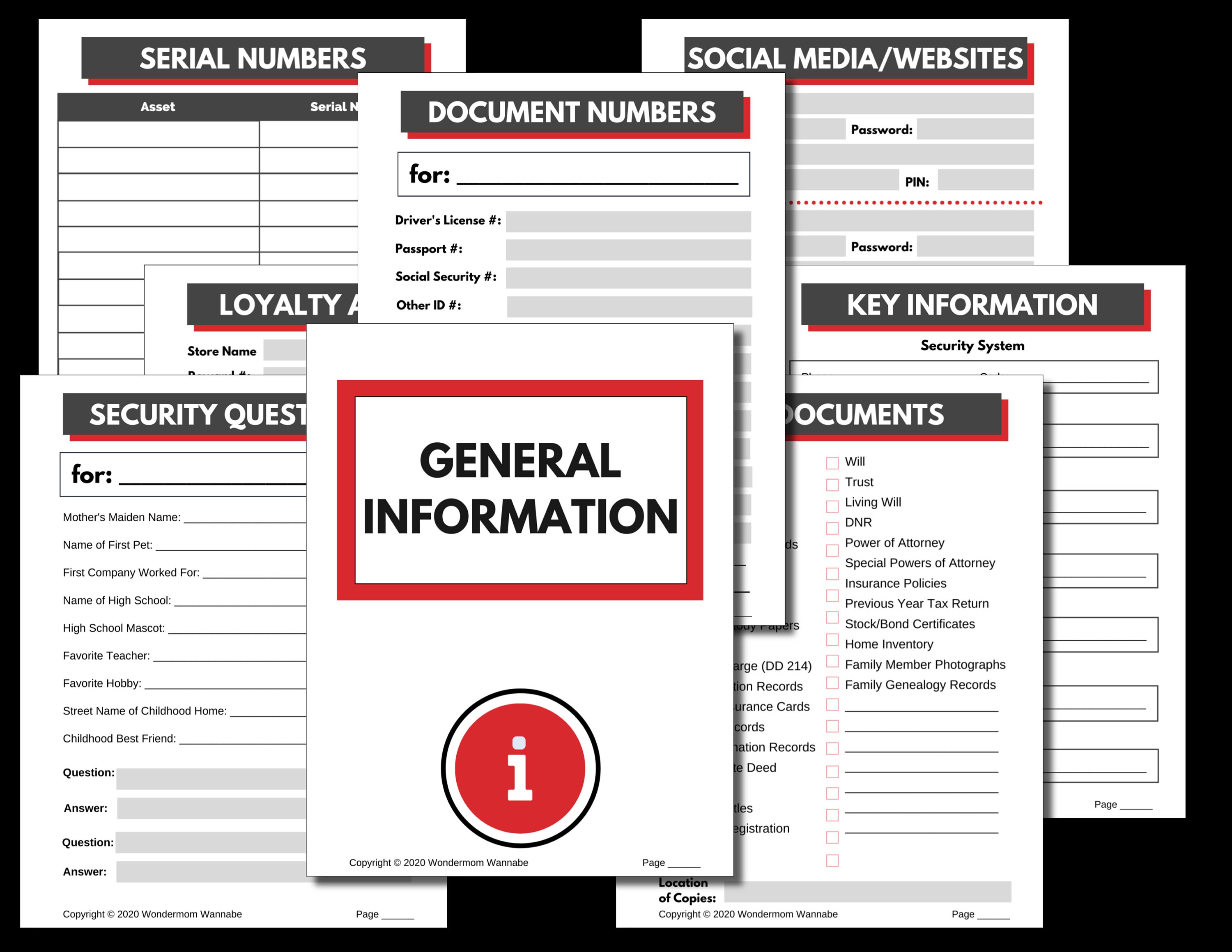 In Case of Emergency Printable Binder (fillable PDF) - Etsy