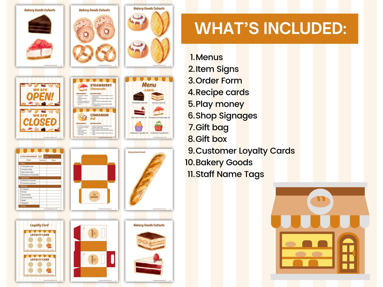 Pretend Play Bakery Printable Kit – Kids Bakery Play Shop Signs ...