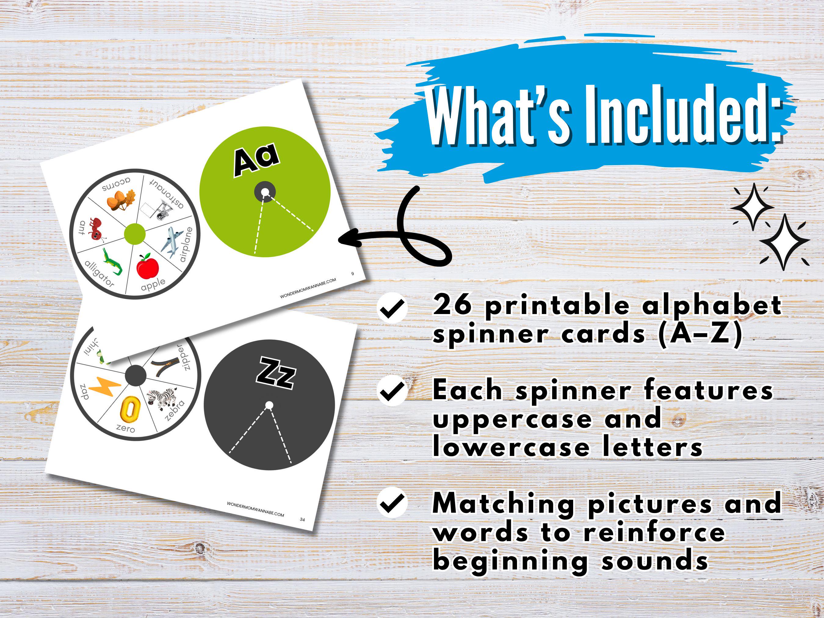 Alphabet Spin & Learn Printable | Early Literacy Kit | Preschool ABC ...