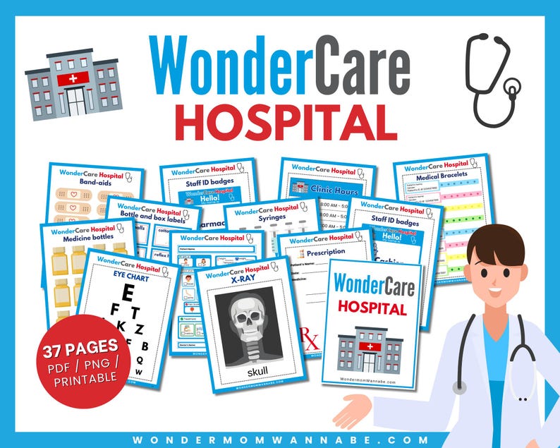 Pretend Play Hospital Kit: Doctor Role Play Printables (instant ...
