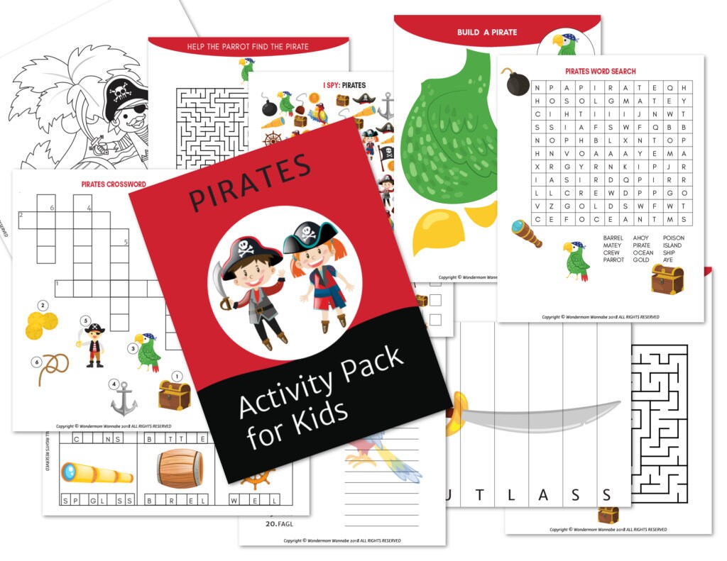 Printable Pirate Activity Kit for Kids, Pirate Games, Pirate Word ...